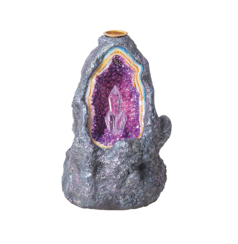 Crystal Cave Backflow Incense Burner with LED Light