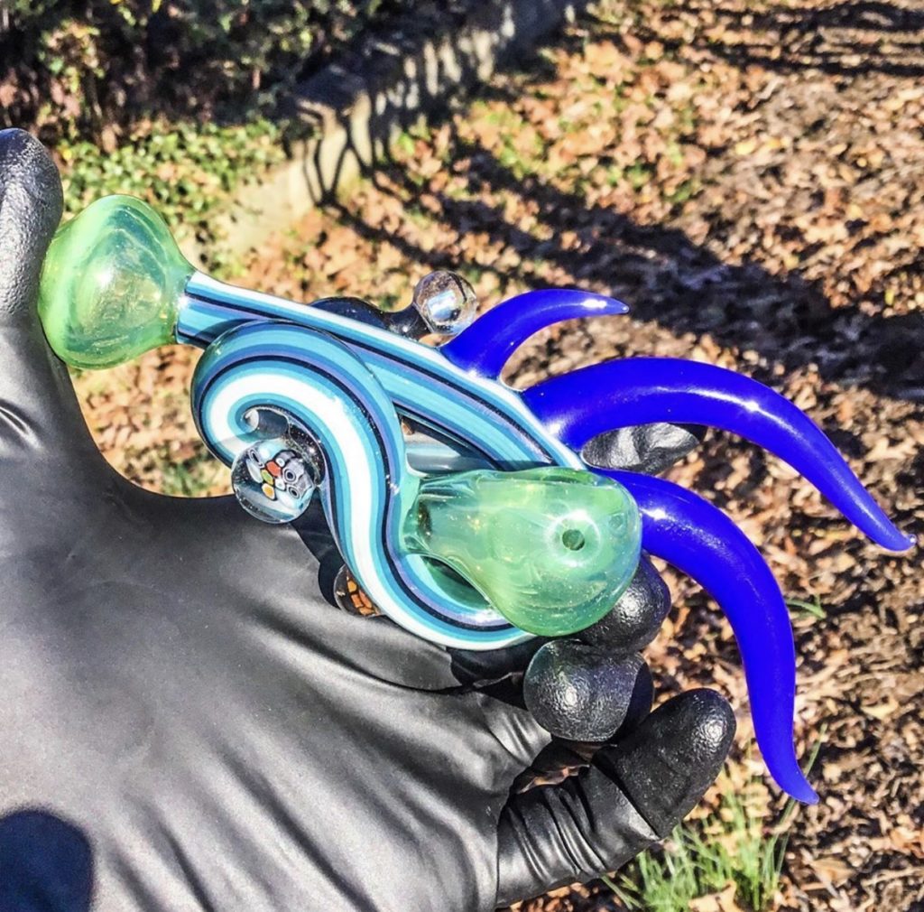 Cambria Glass Sidecar Hand Pipe with Dichro Cab - Smokey Shay’s