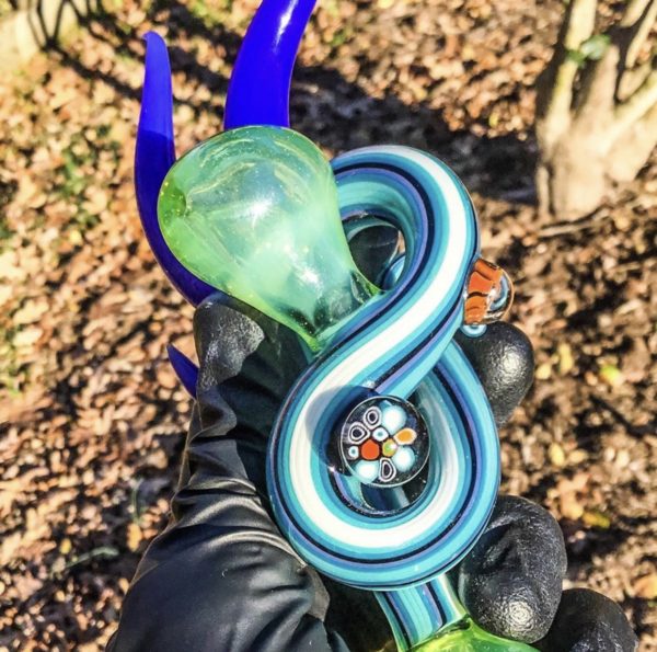 Cambria Glass Sidecar Hand Pipe with Dichro Cab - Smokey Shay’s