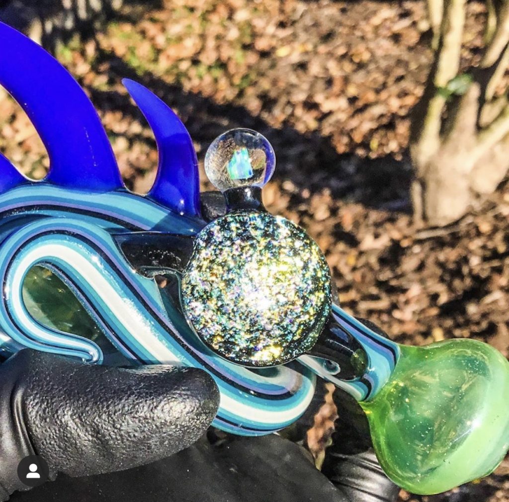 Cambria Glass Sidecar Hand Pipe with Dichro Cab - Smokey Shay’s