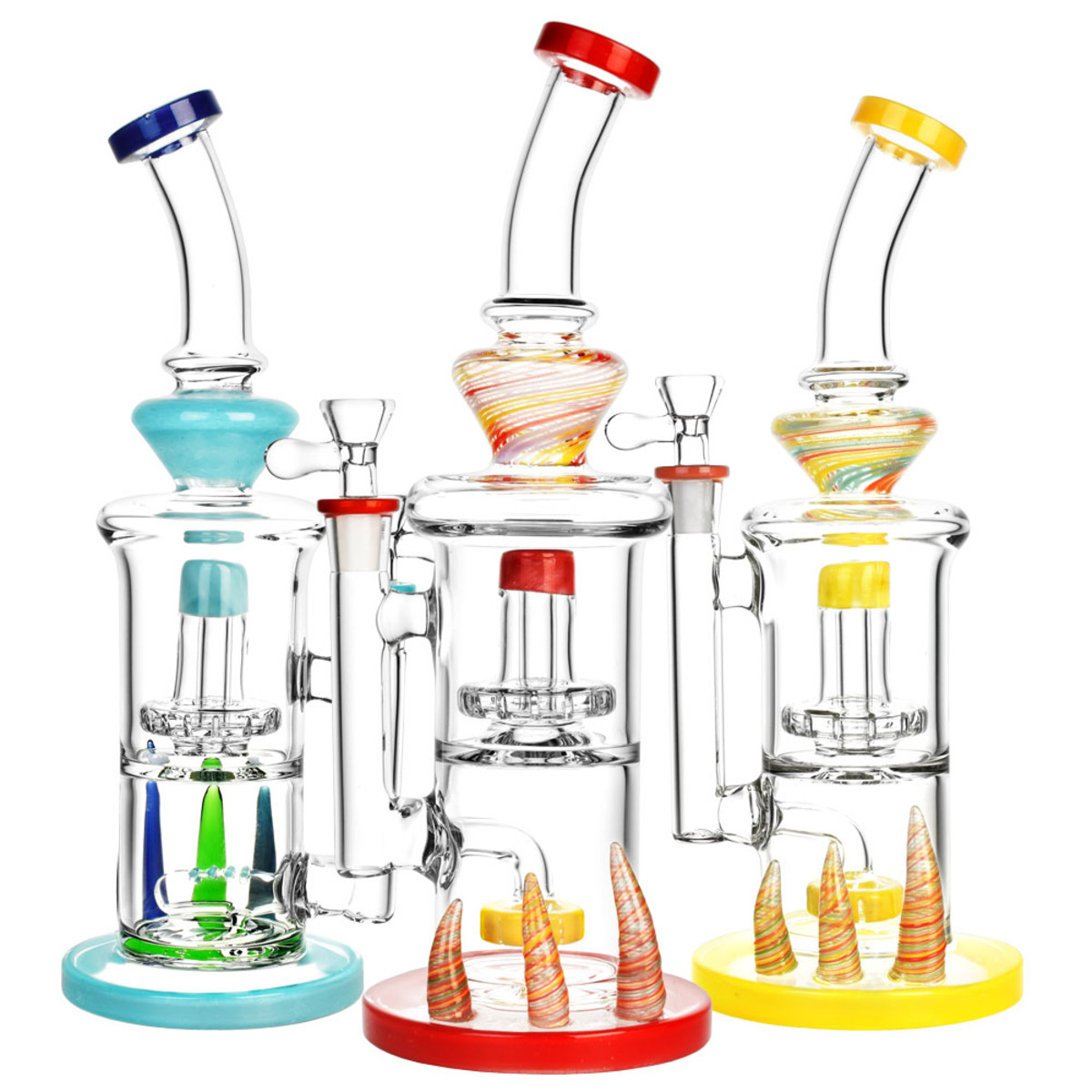 Horned Double Chamber Water Pipe | 12.5″ - Smokey Shay’s